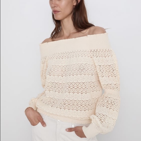 Zara | Tops | Zara Textured Off Shoulder Top | Poshmark